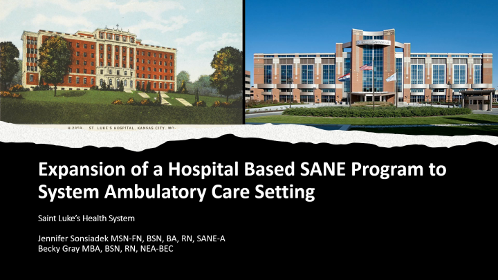 Expansion of a Hospital-Based SANE Program to System Ambulatory Care ...