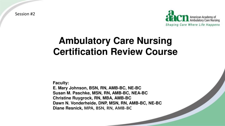 Session 2: Caring for Clients - American Academy of Ambulatory Care Nursing
