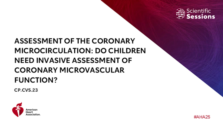 Assessment of the Coronary Microcirculation: Do Children Need Invasive ...