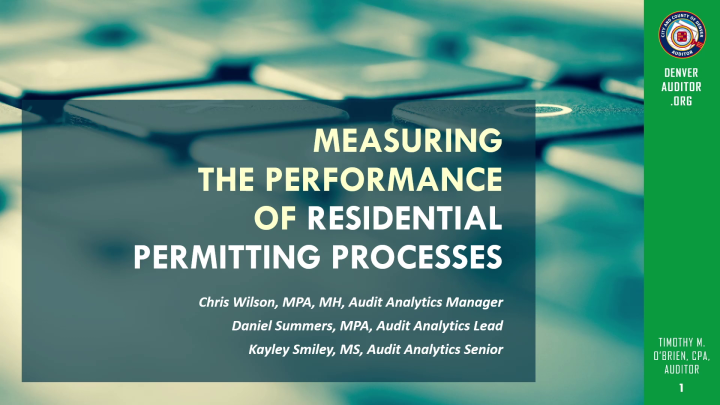 Measuring the Performance of Residential Permitting Processes ...