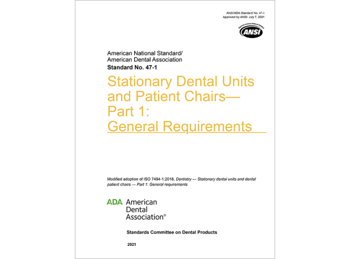 ANSI/ADA Standard No. 47-1 Stationary Dental Units And Patient Chairs ...
