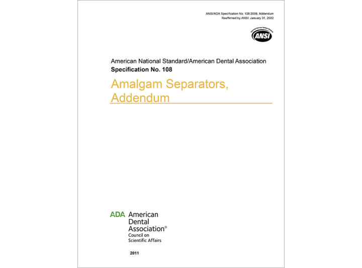 ANSI/ADA Standard No. 108 Amalgam, 2022 Separators, Addendum - E-BOOK ...