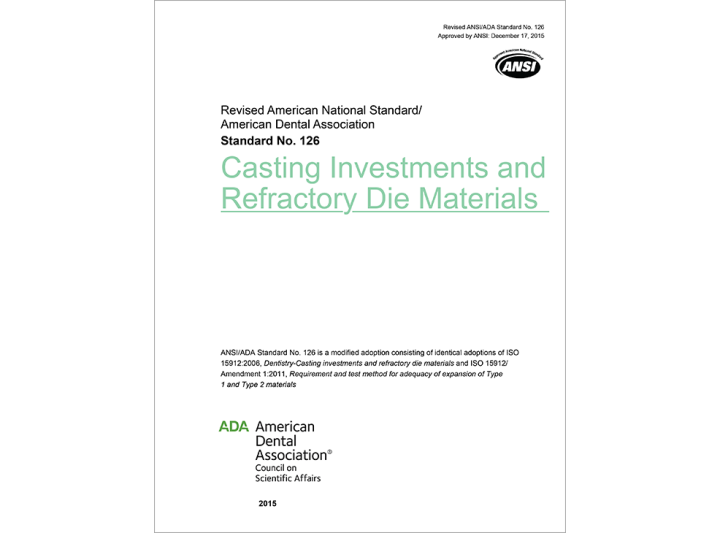ANSI/ADA Standard No. 126 Casting Investments and Refractory Die ...
