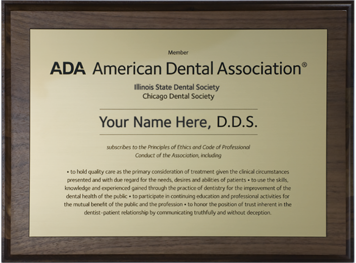 Membership Plaque - Bronze ADA Members Only - American Dental Association