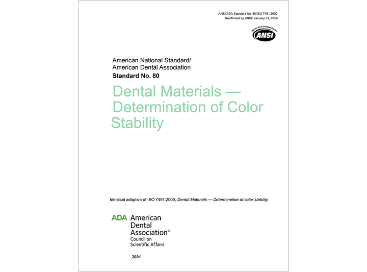 ANSI/ADA Standard No. 80 for Dental Materials - Determination of Color ...