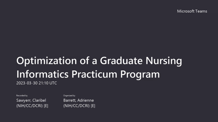 Optimization of a Graduate Nursing Informatics Practicum Program - American Nursing Informatics ...