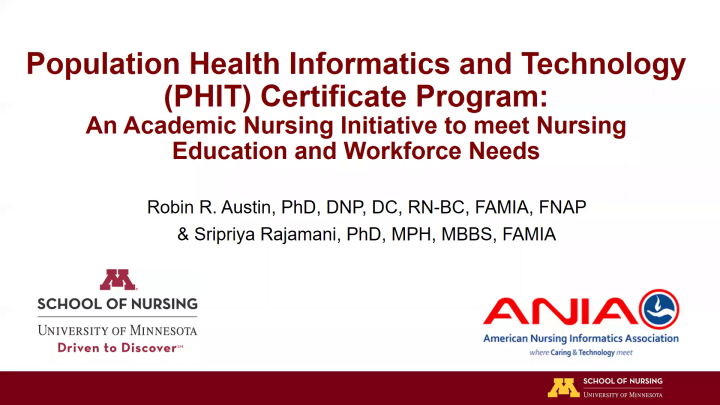 Population Health Informatics and Technology Certificate Program: An ...