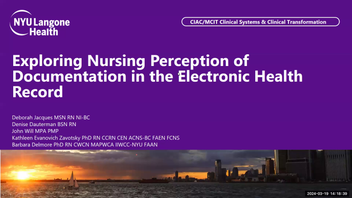 Exploring Nursing Perception of Documentation in the Electronic Health ...