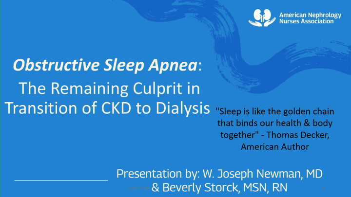 Obstructive Sleep Apnea: The Remaining Culprit in Transition of Chronic ...