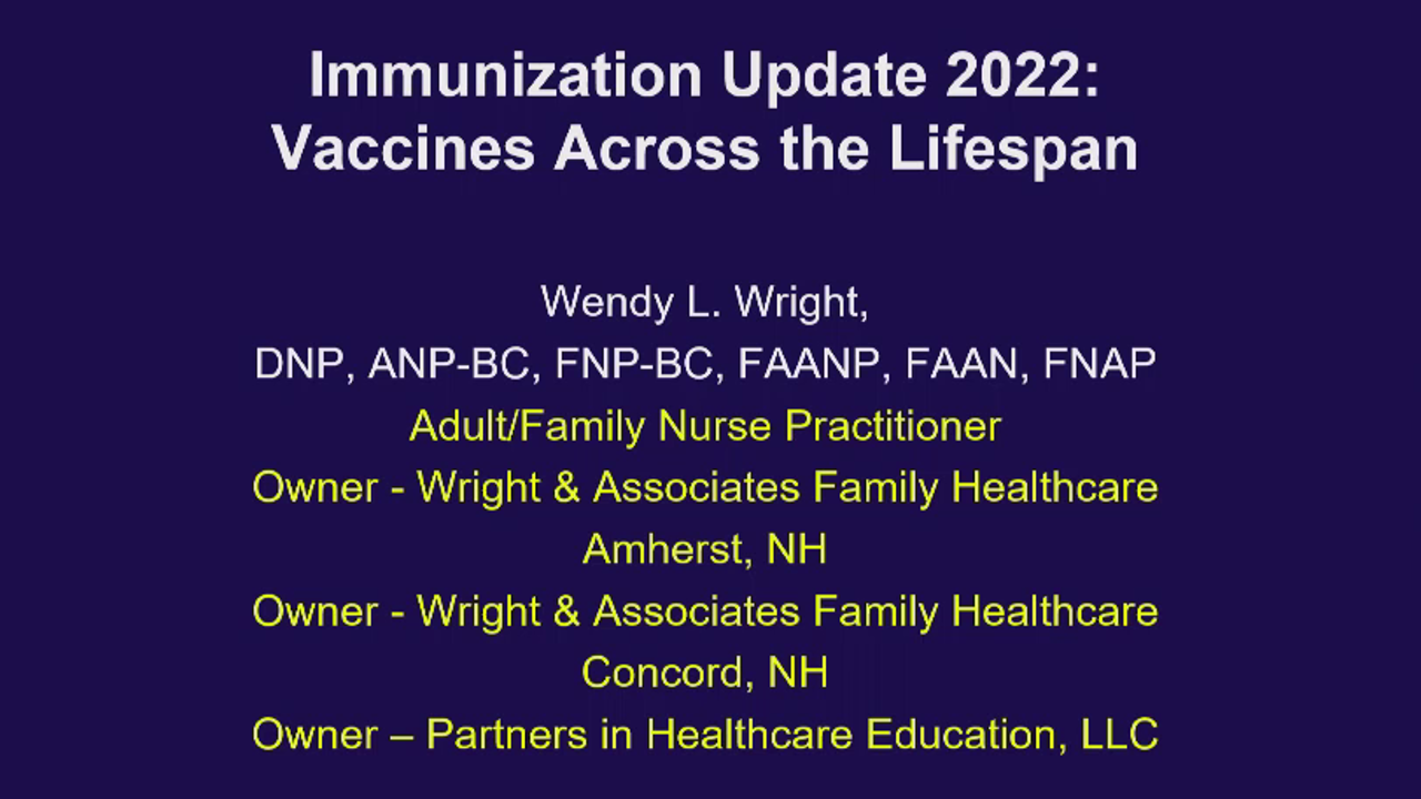 Immunization Update: Vaccine Recommendations Across the Lifespan ...