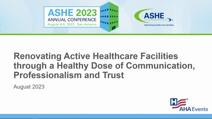 Taking the Emergency Out of Renovating Active Health care Facilities ...