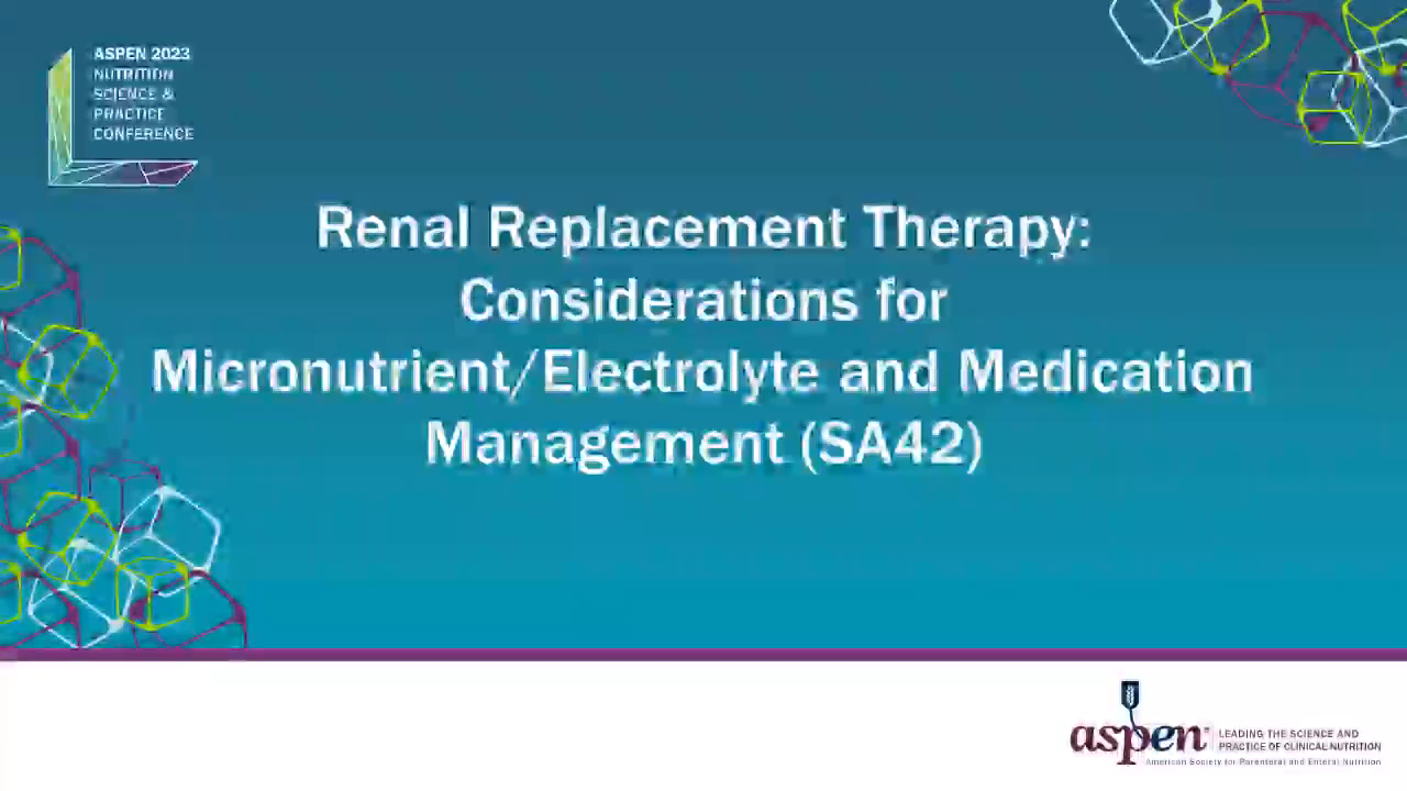 Renal Replacement Therapy: Considerations for Micronutrient/Electrolyte ...