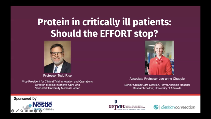 ASPEN/Dietitian Connection Joint Webinar: Protein in Critically Ill ...