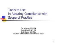 Tools to Use in Assuring Compliance with Scope of Practice - American ...