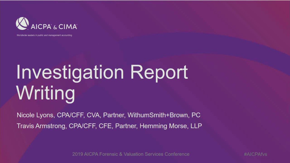 Investigation Report Writing (non R26) - AICPA & CIMA