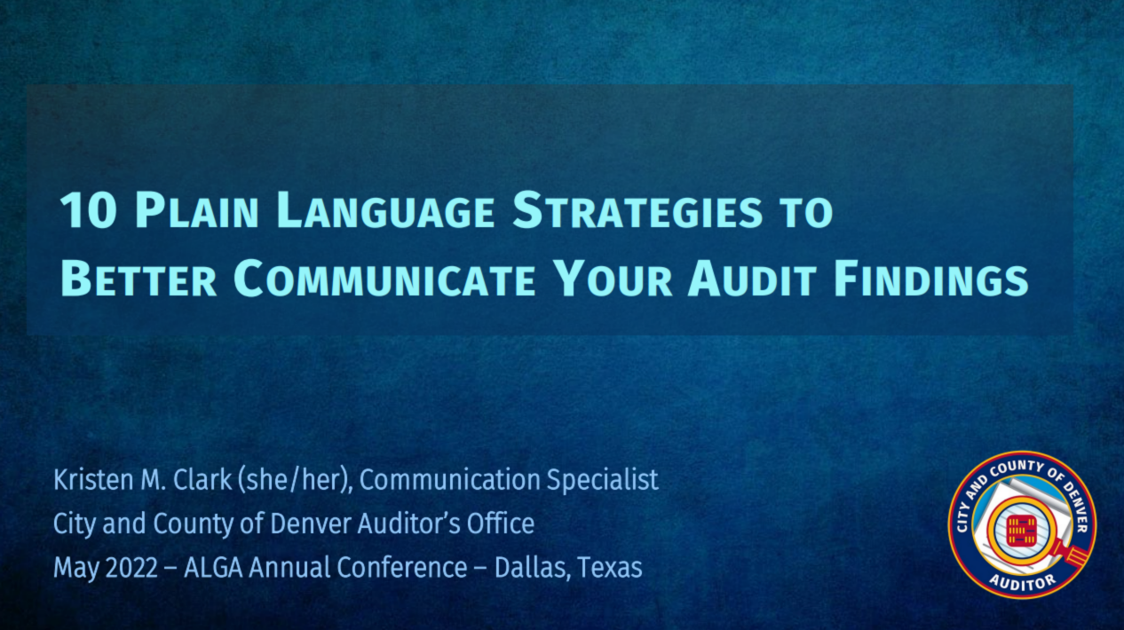 WS#2. Ten Plain Language Strategies to Better Communicate Your Audit ...