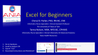 Excel for Beginners - American Nursing Informatics Association