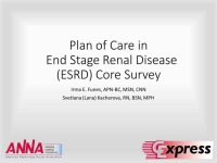 Plan of Care in End Stage Renal Disease (ESRD) Core Survey - American ...