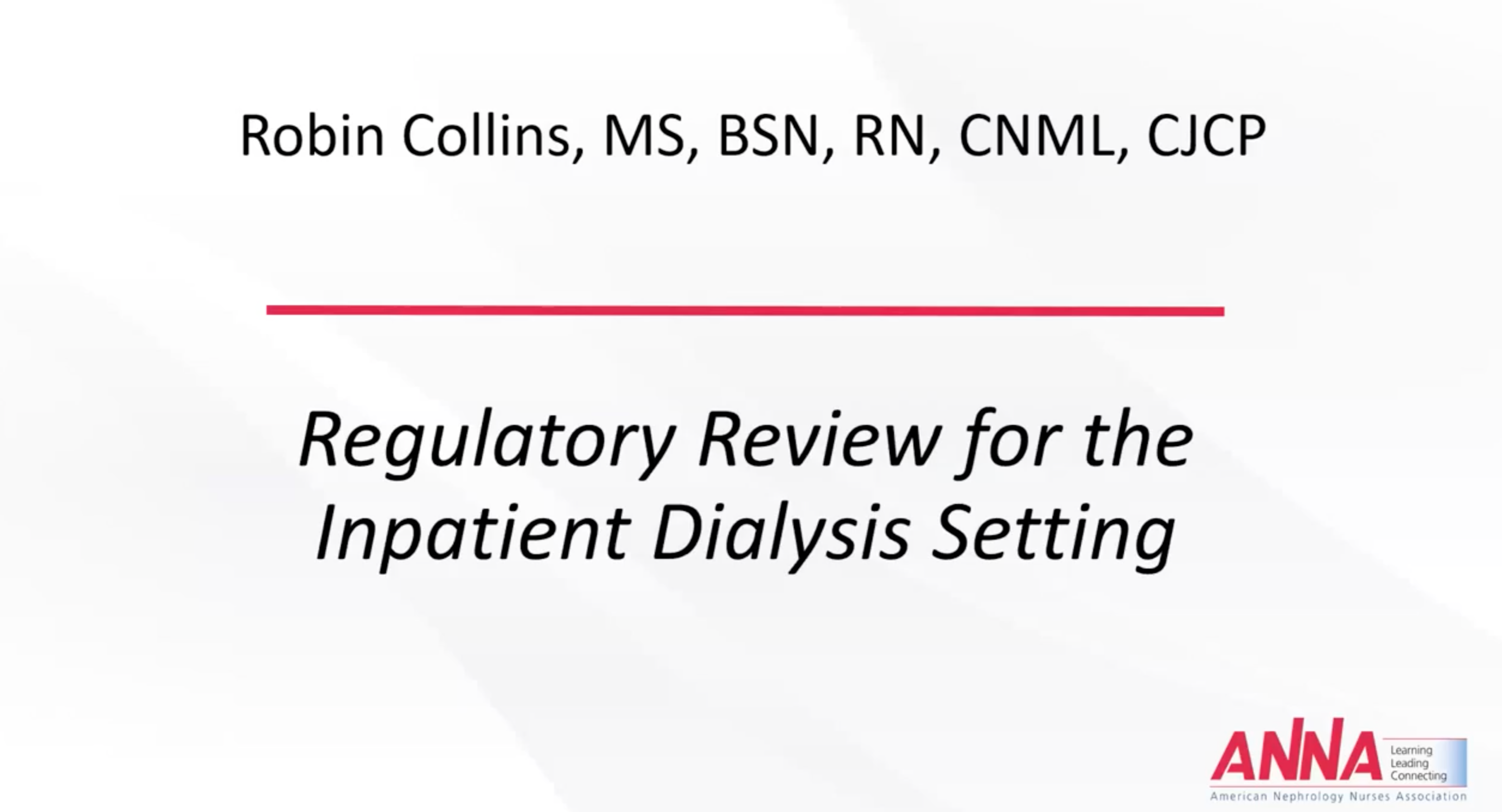 Regulatory Review for the Inpatient Dialysis Setting - American ...