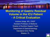 Monitoring of Gastric Residual Volume in the ICU Patient - A Critical ...
