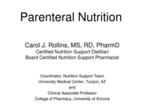 Parenteral Nutrition - American Society for Parenteral and Enteral ...