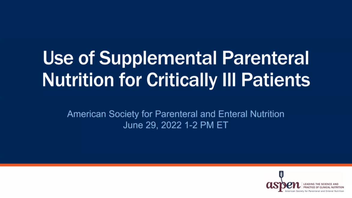 Use of Supplemental Parenteral Nutrition in Critically Ill Patients ...