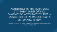 Adherence to the STARD 2015 Reporting Guidelines for Studies of ...