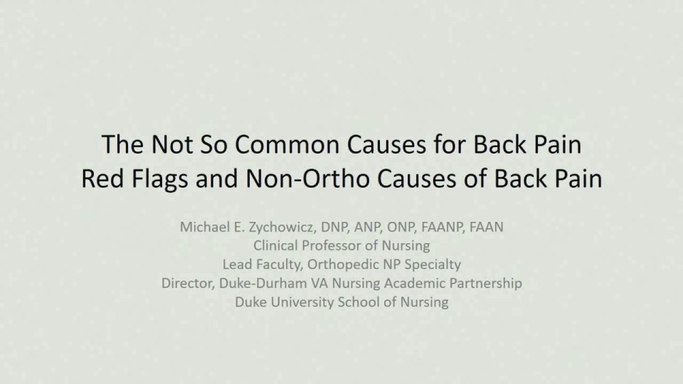 The Not-So-Common Causes for Back Pain: Red Flags and Non-Ortho Causes ...