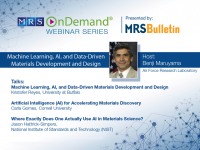 Machine Learning, AI, and Data-Driven Materials Development and Design - Materials Research Society