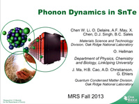 Phonon Dynamics in SnTe - Materials Research Society