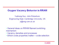 Comparison of Oxygen Vacancy Creation, Migration, Coalescent and ...