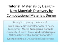 Part I: Overview: The Materials Genome Initiative - Opportunities and ...