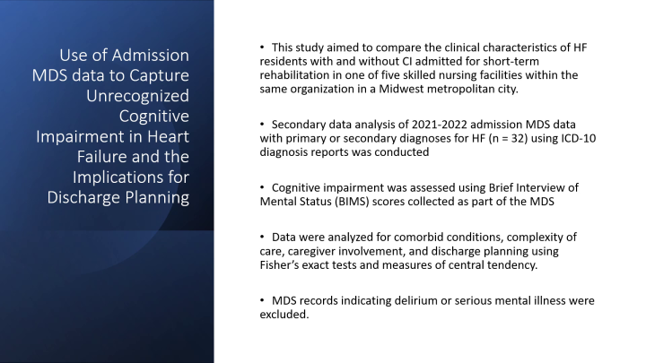 Use of Admission MDS Data to Capture Unrecognized Cognitive Impairment ...