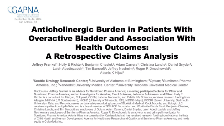 Anticholinergic Burden in Patients with Overactive Bladder and ...