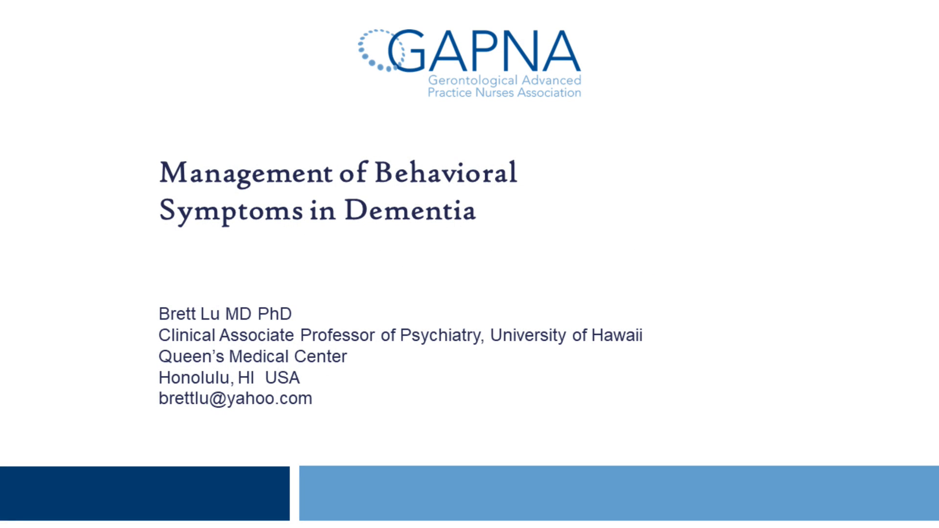 Management of Behavioral Symptoms in Dementia - Gerontological Advanced ...