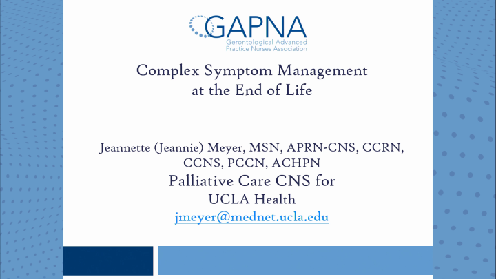 Complex Symptom Management at the End of Life - Gerontological Advanced ...