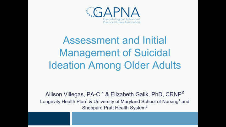 Assessment and Initial Management of Suicidal Ideation Among Older ...
