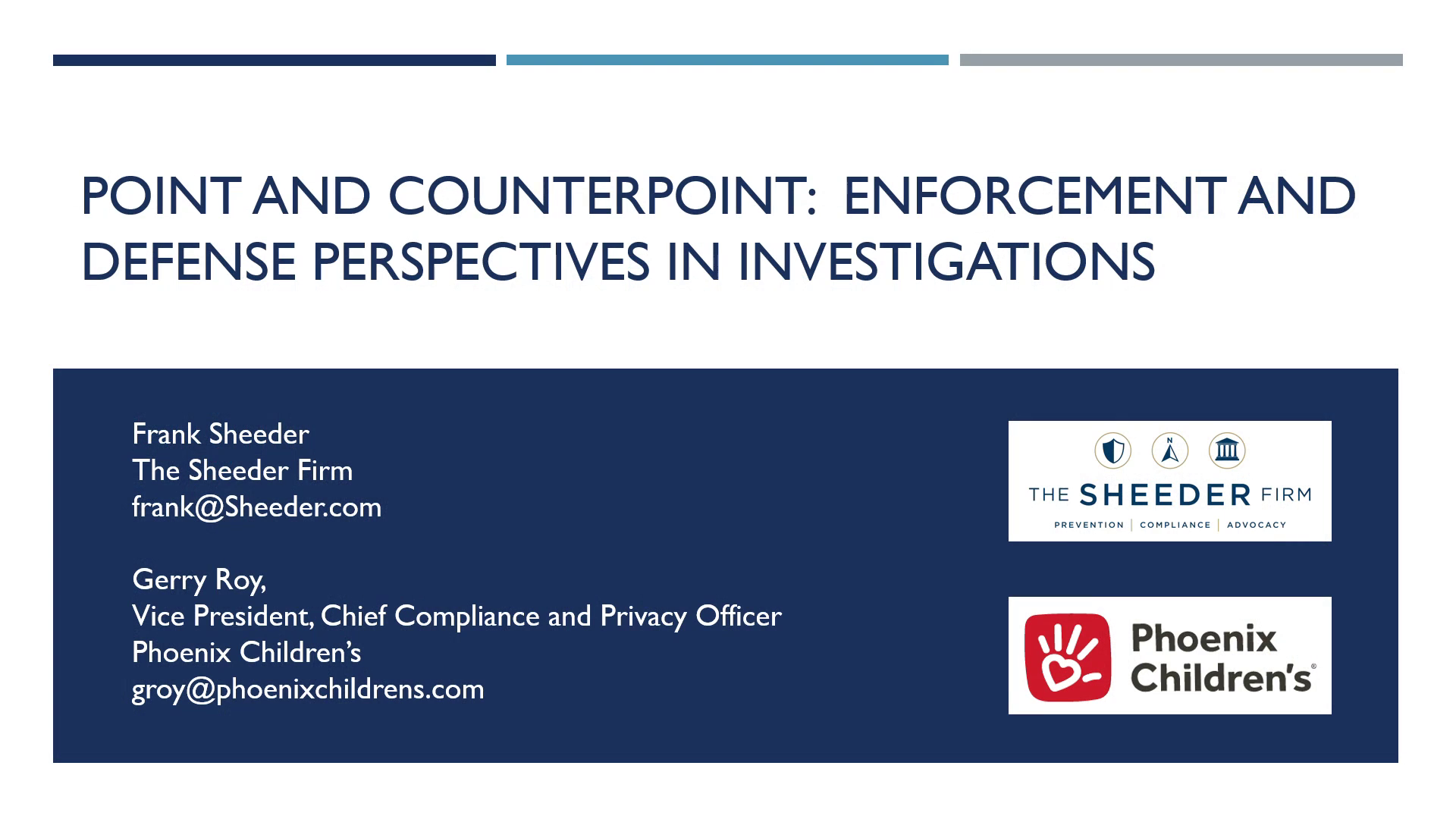 Point and Counterpoint: Enforcement and Defense Perspectives in ...