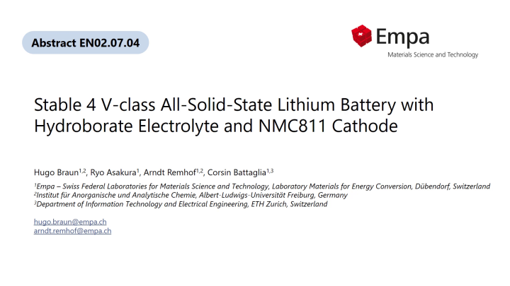 EN02.07.04: Stable 4 V-Class All-Solid-State Lithium Battery with Hydroborate Electrolyte and ...