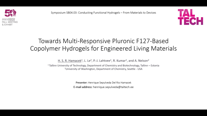 SB04.03.15: Towards Multi-Responsive Pluronic F127-Based Copolymer Hydrogels for Engineering ...