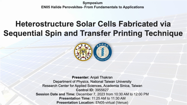 EN05.07.25: Heterostructure Solar Cells Fabricated via Sequential Spin ...