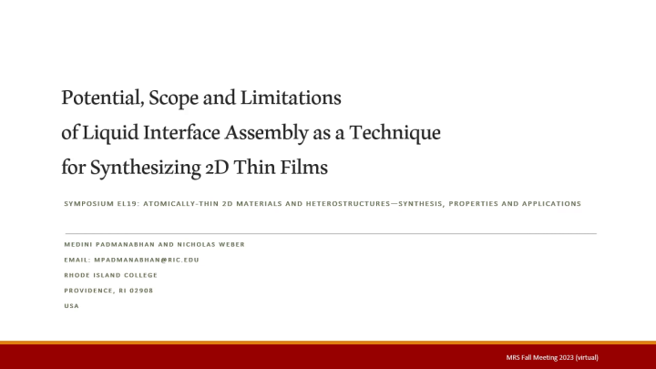 EL19.21.08: Potential, Scope and Limitations of Liquid Interface ...