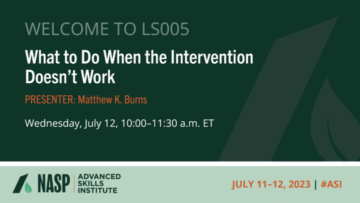 What To Do When The Intervention Doesn’t Work - National Association of ...