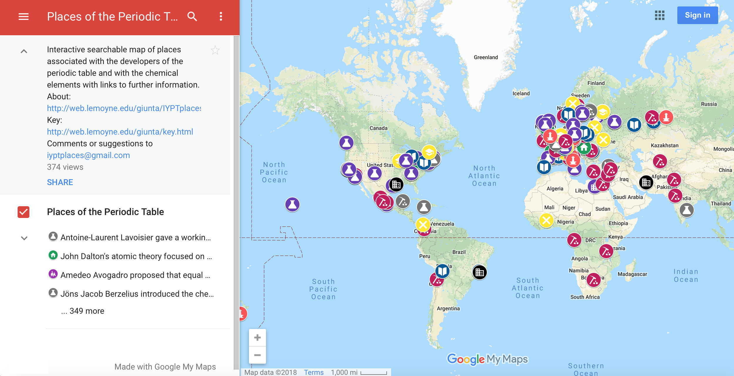 Mapping rediscovery of the elements: Places of the periodic table ...